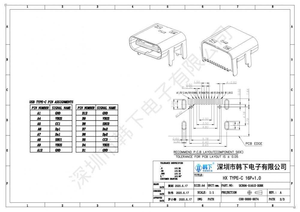 HX TYPE-C 16P+1.0 specification page 2