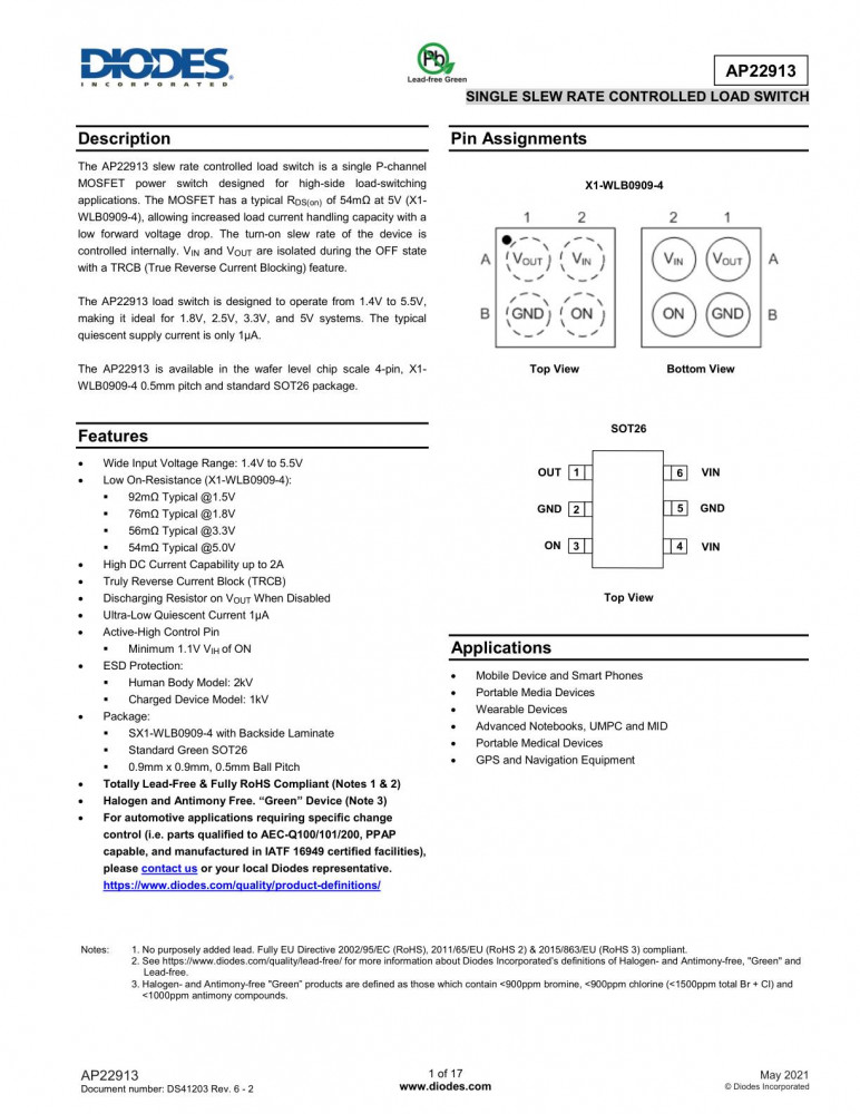 AP22913W6-7 datasheet page 1