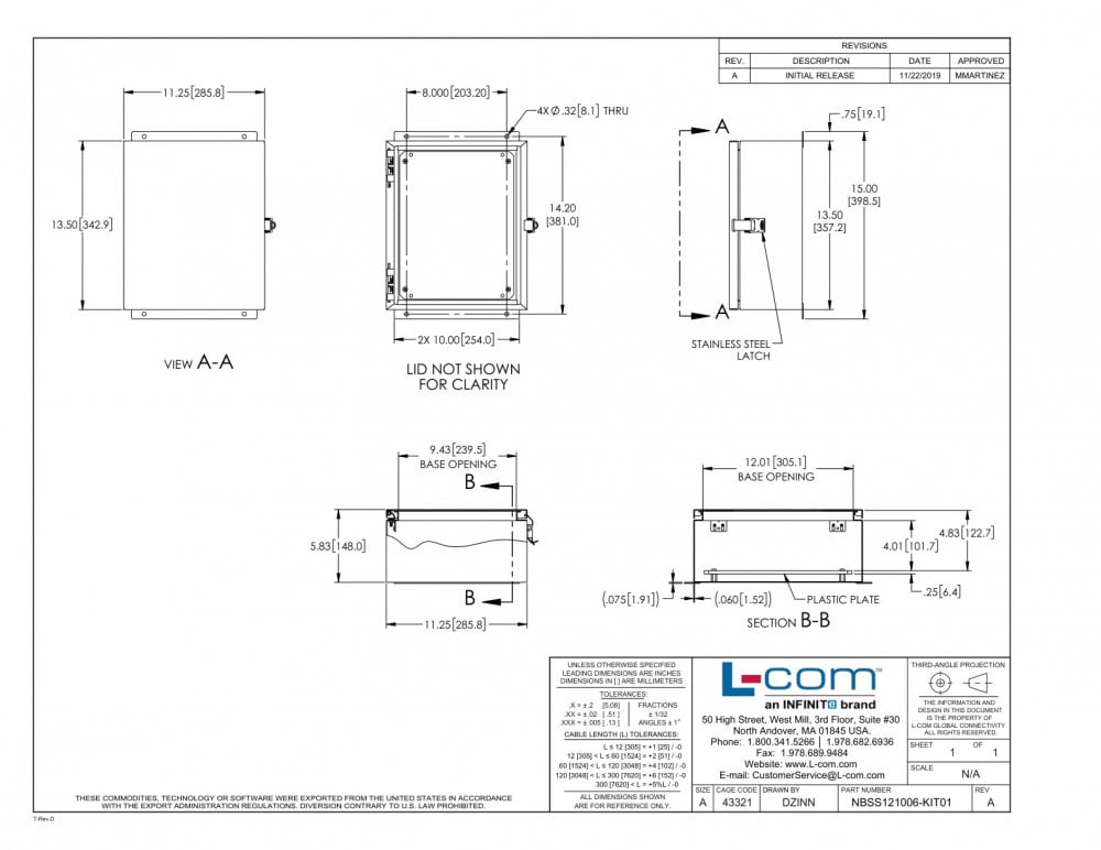 NBSS121006-KIT01 technical drawing page 1