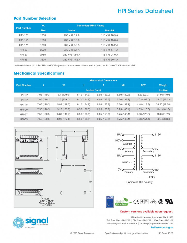 Bel Fuse HPI Series technical document page 2