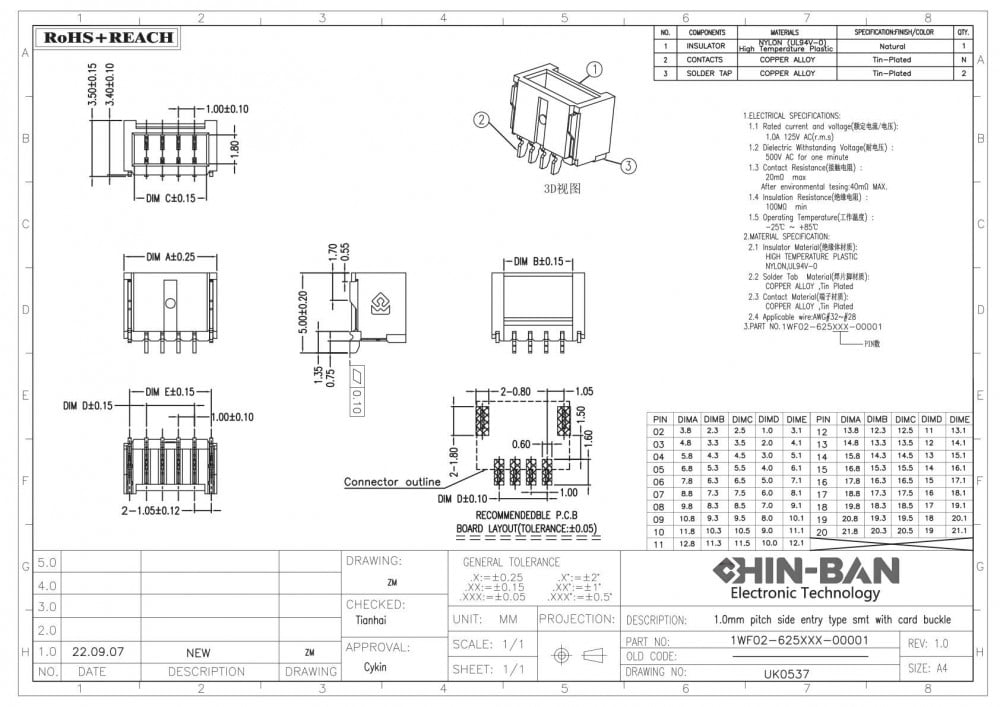 CHIN-BAN 1WF02-625005-00001 technical drawing