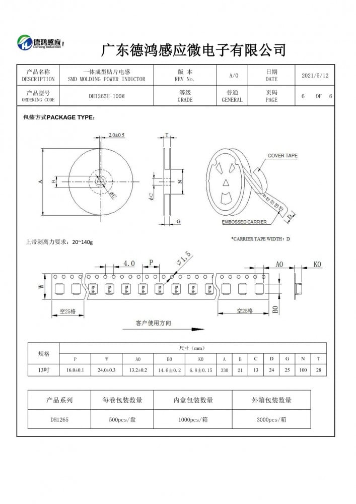 DH1265H-100M datasheet page 7