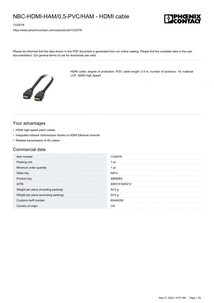 Phoenix Contact 1332078 technical document page 1