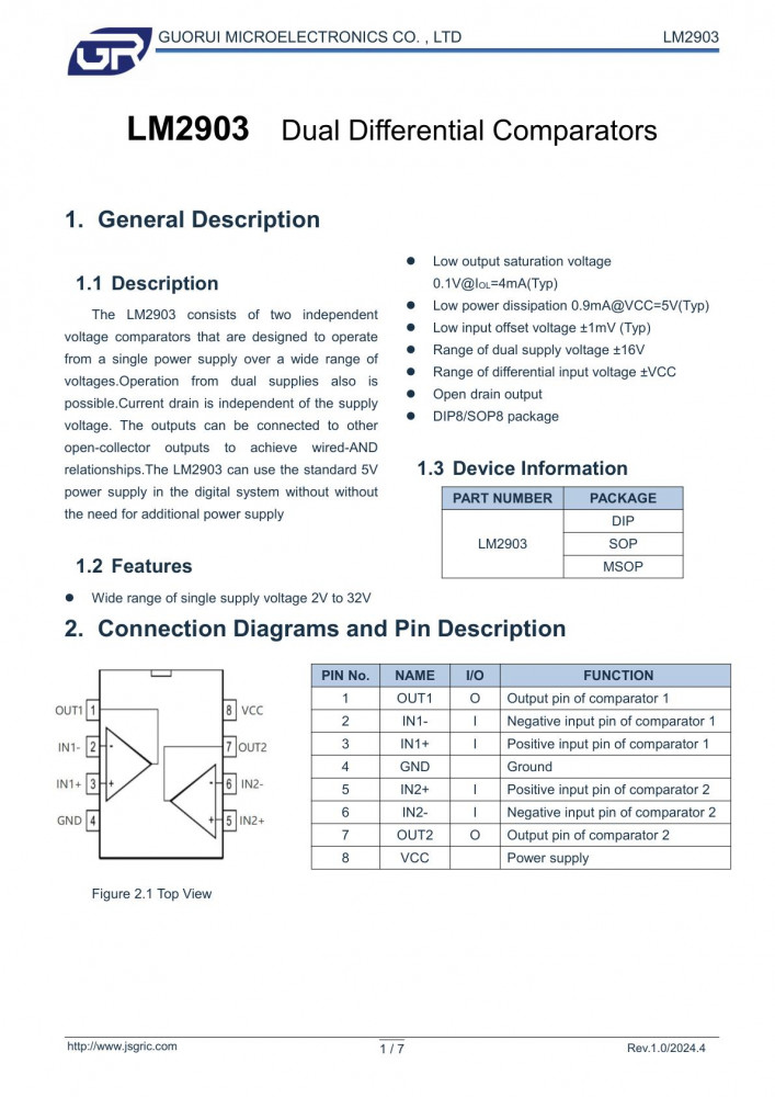 LM2903 datasheet page 1