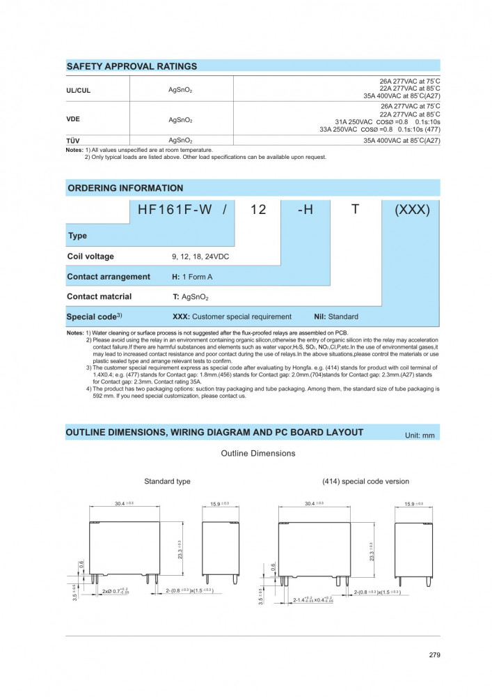 HF161F-W technical document page 2