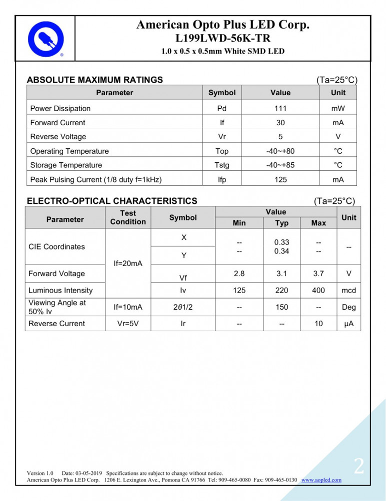 L199-LWD-56K-TR datasheet page 2