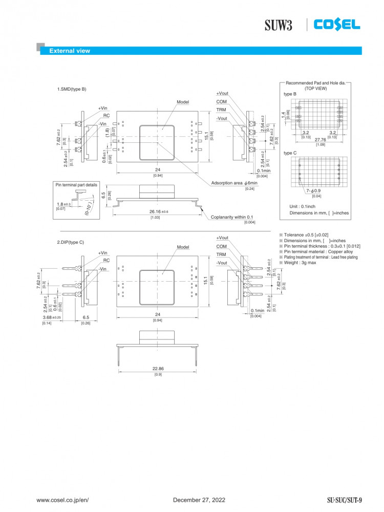 Cosel SUS series datasheet page 9