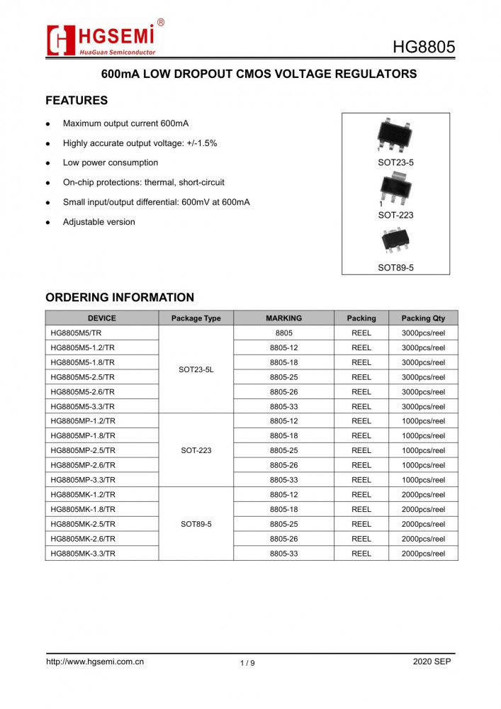 HG8805M5/TR datasheet page 1
