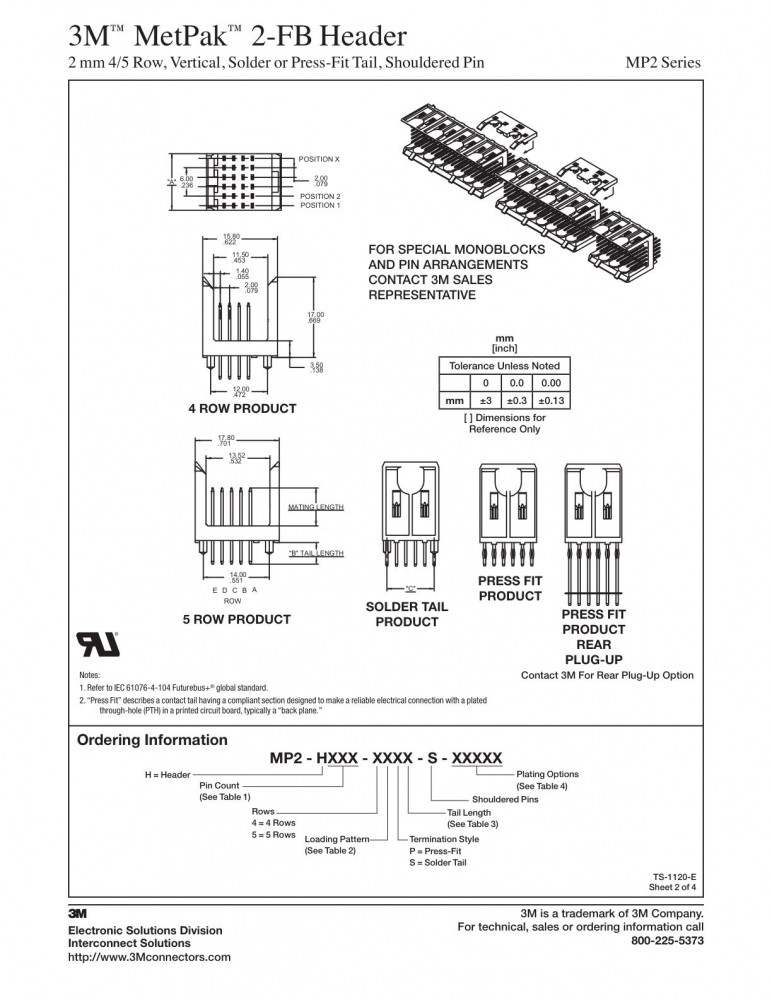 3M MetPak MP2 header technical document page 2