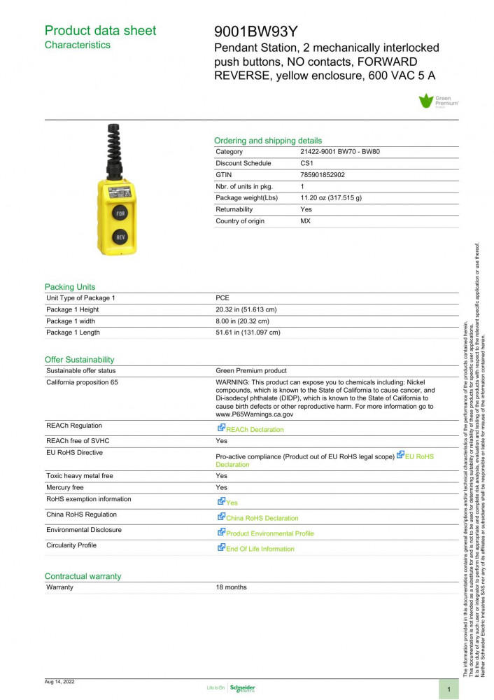 9001BW93Y technical document preview