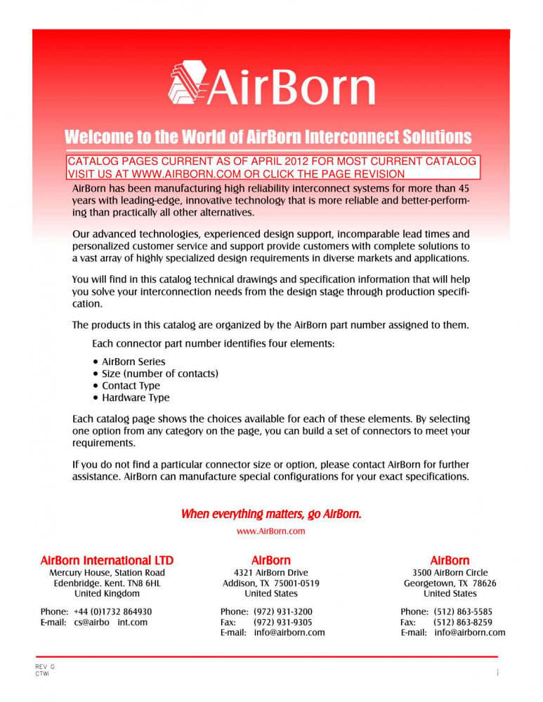 AirBorn W Series catalog page 1