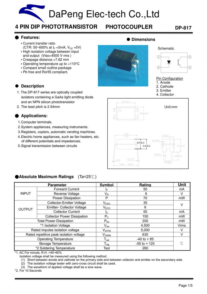 DP-817 technical document page 1