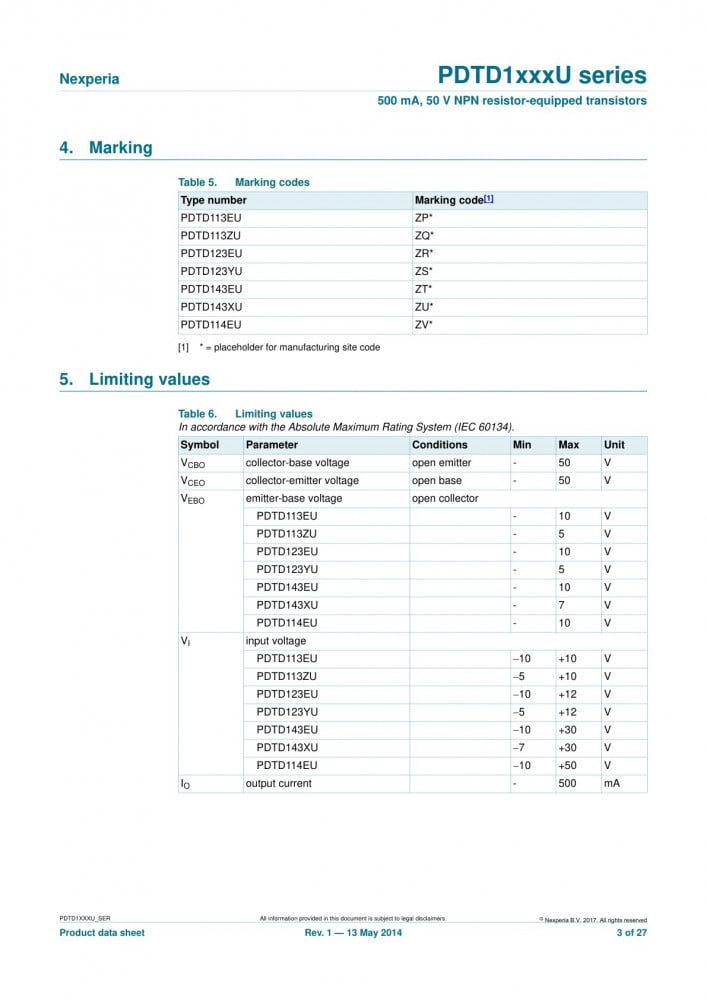 PDTD113ZUX datasheet page 3