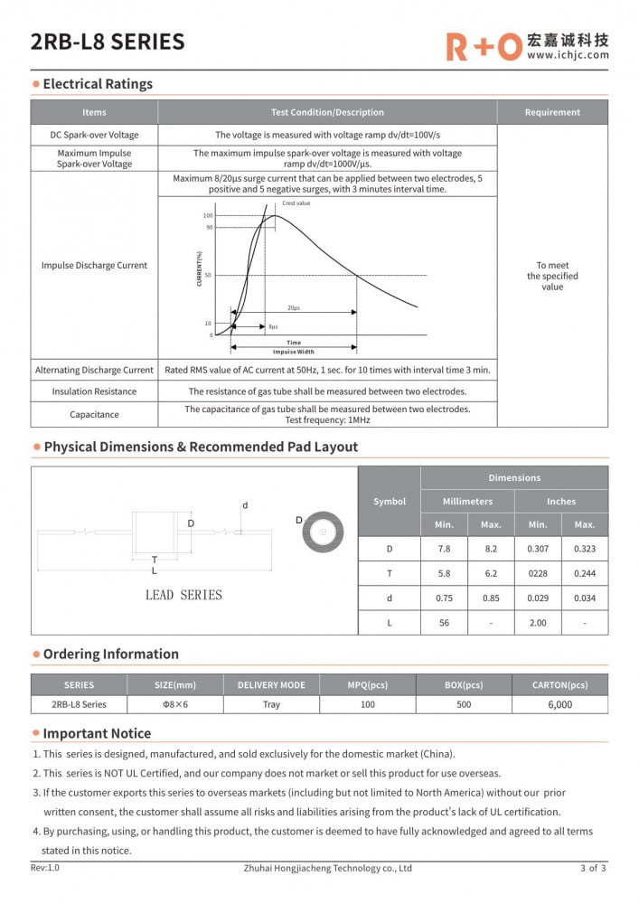 R+O 2RB090-L8 datasheet page 3