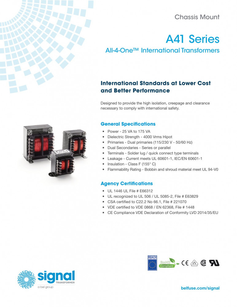 Bel Fuse A41 Series datasheet page 1