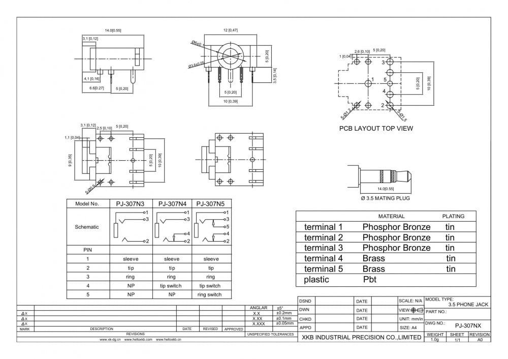PJ-307N3 technical drawing page