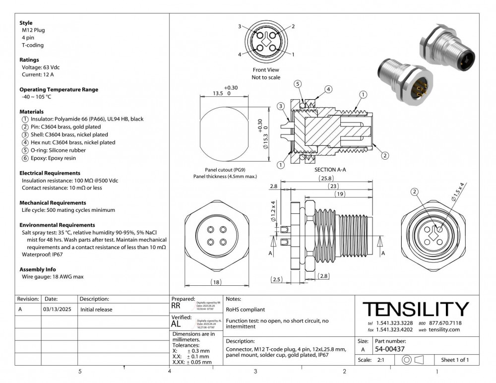 Tensility International 54-00437 product drawing