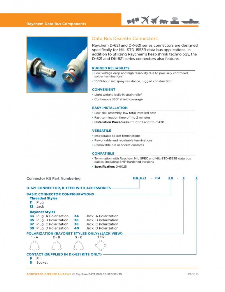TE Raychem data bus components document page 10