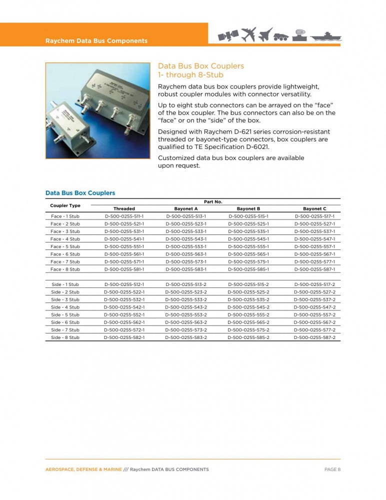 TE Raychem data bus components document page 8