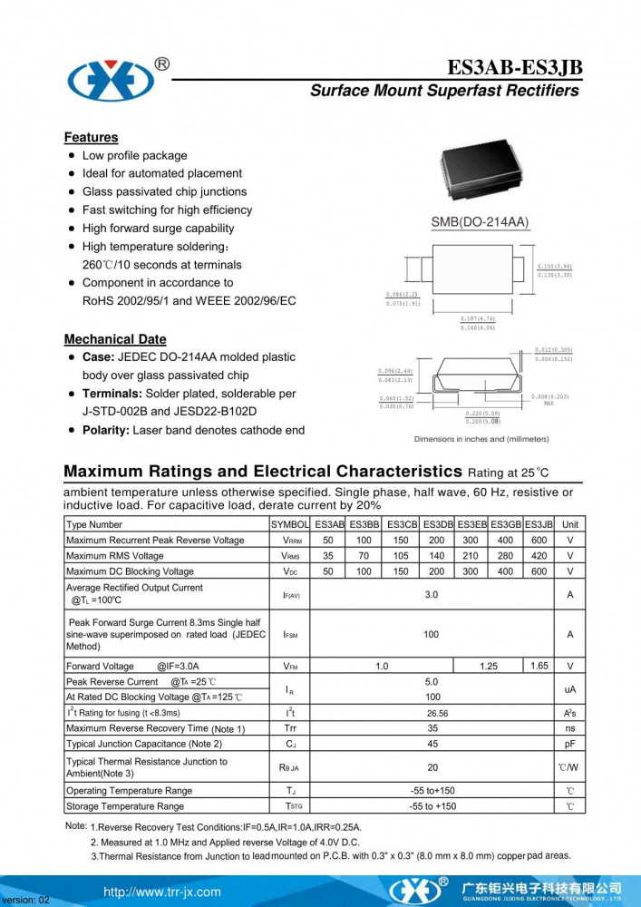 JUXING ES3GB datasheet page 1