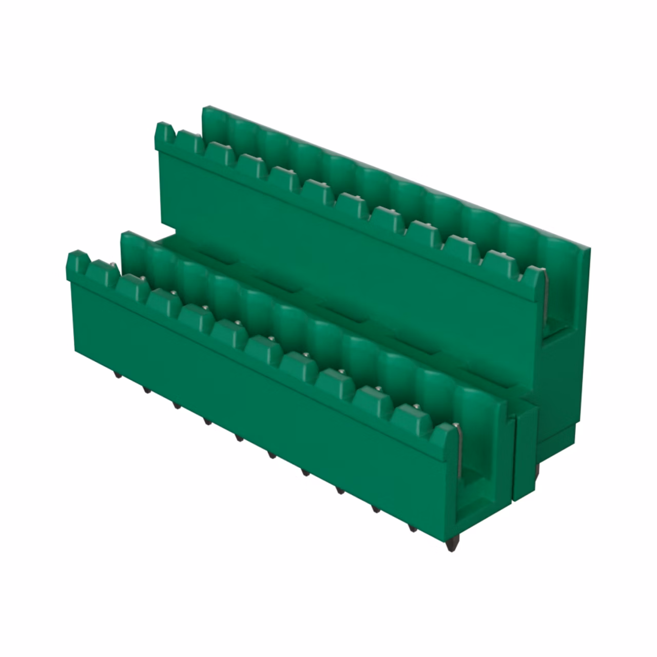 5.00mm Pitch Eurostyle Vertical Dual Level PCB Header, Open Ends, Green Housing, 22 Circuits for sale