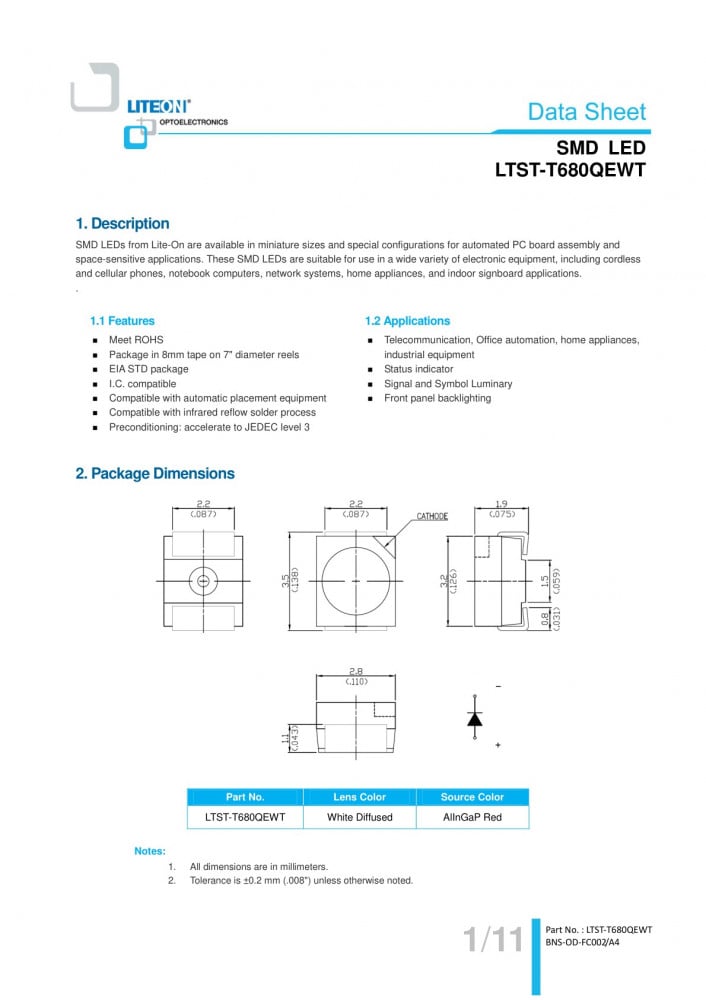 LTST-T680QEWT datasheet page 2