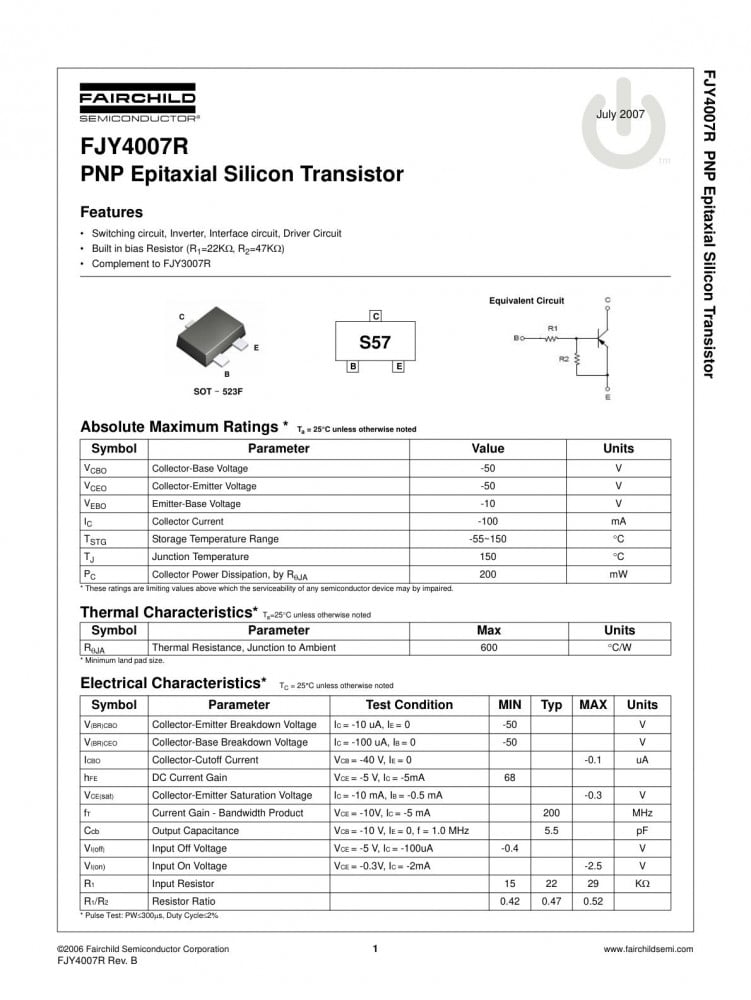 FJY4007R datasheet page 1