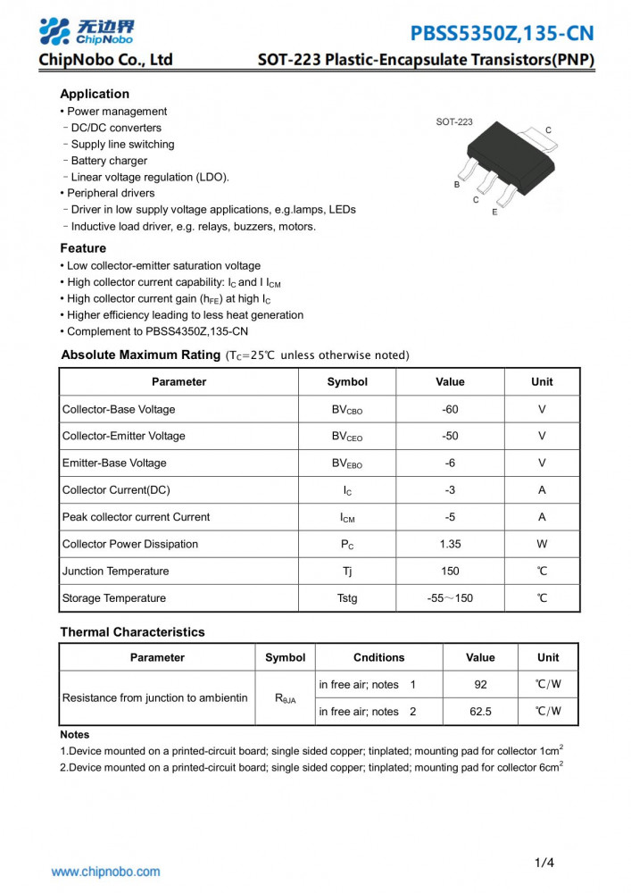 PBSS5350Z,135-CN technical document page 1