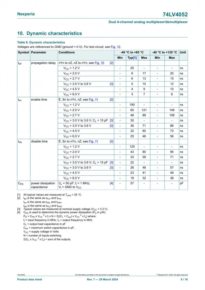74LV4052 datasheet page 8