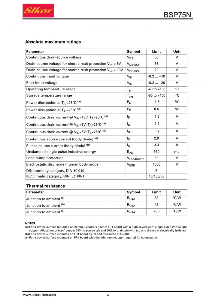 BSP75N datasheet page 3