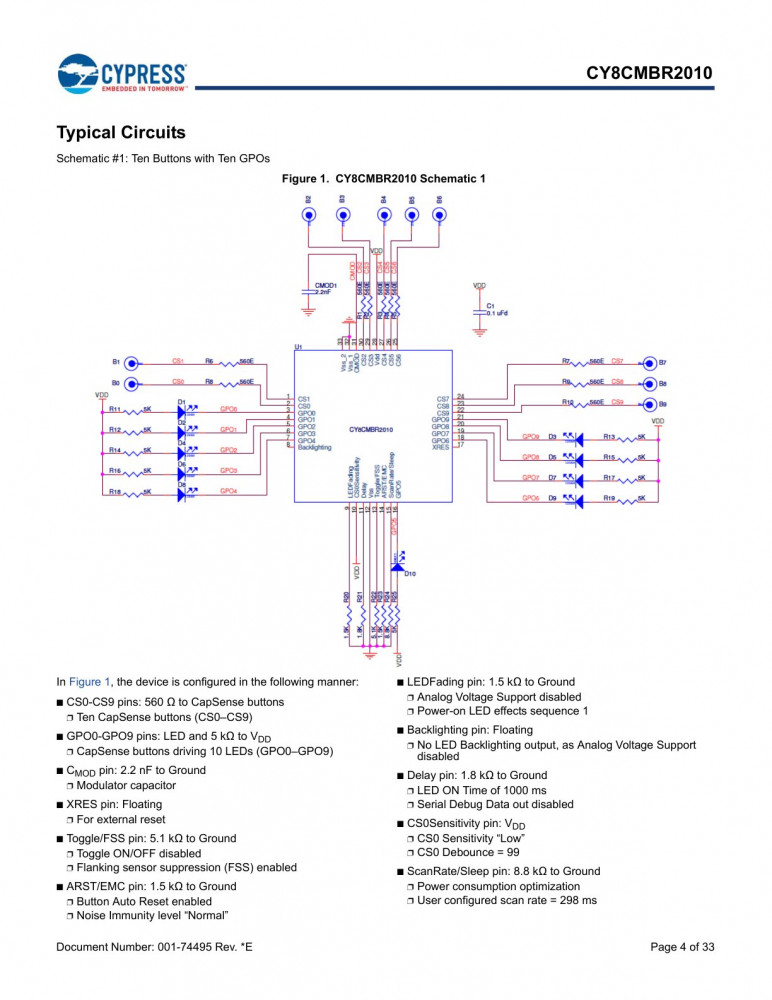 CY8CMBR2010 technical document page 5