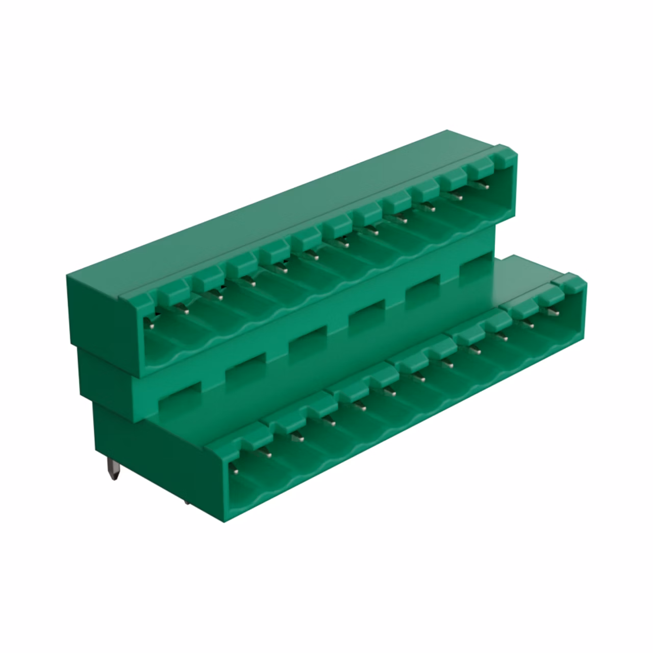 5.00mm Pitch Eurostyle Horizontal Dual Level PCB Header, Closed Ends, Green Housing, 24 Circuits for sale