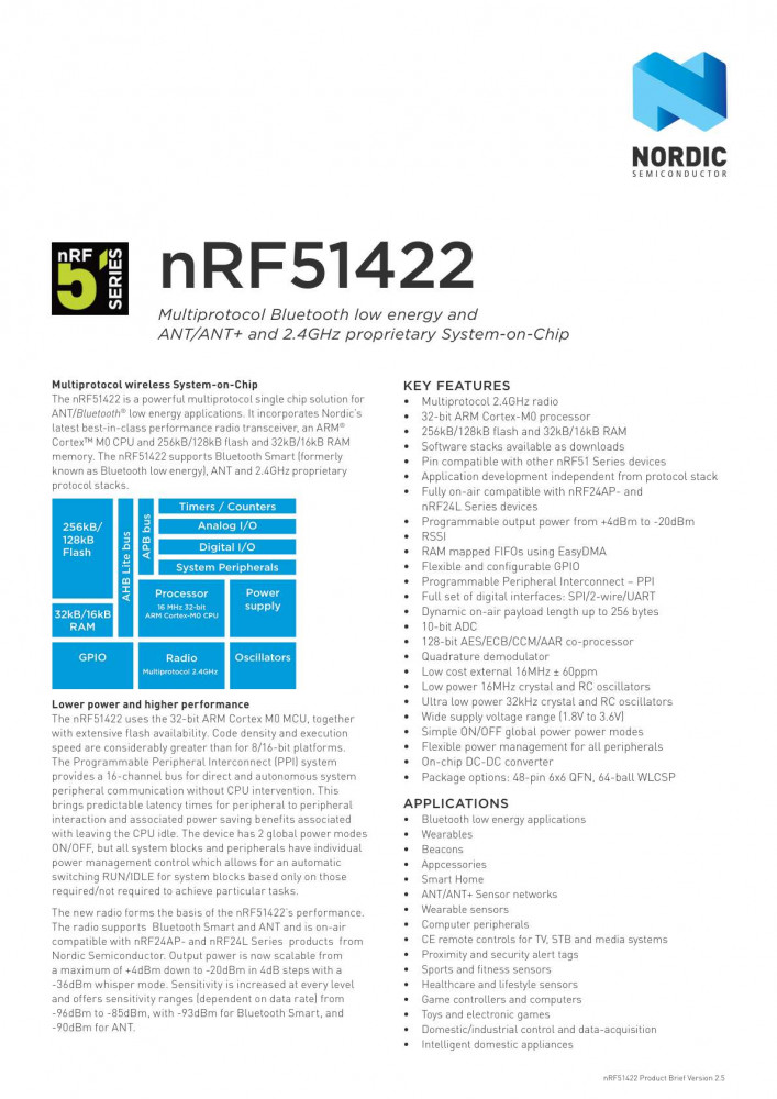 NRF51422 technical document page 1