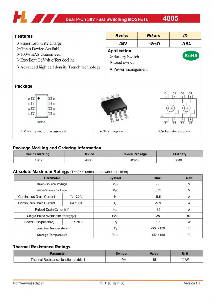 HL 4805 datasheet page 1