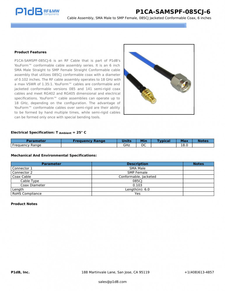 P1CA-SAMSPF-085CJ-6 product technical document preview