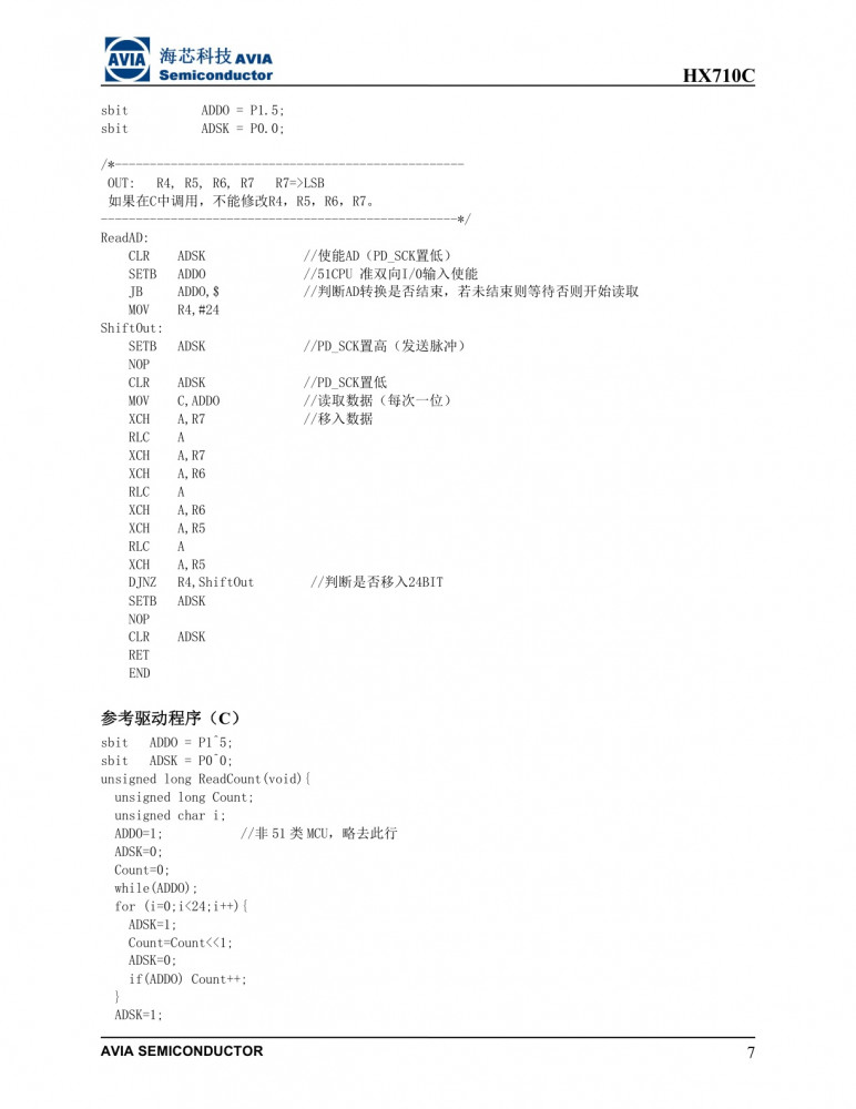 HX710C datasheet page 7