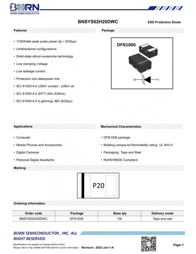 BNSYS02H20DWC datasheet page 1