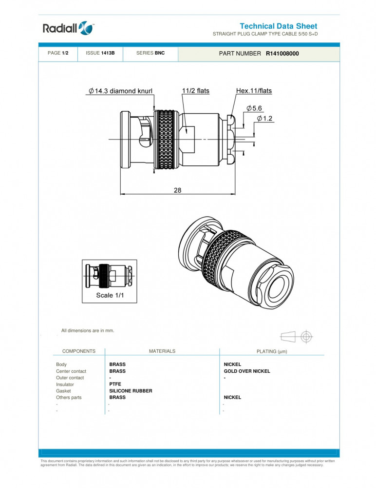 Radiall R141008000 BNC datasheet page 1