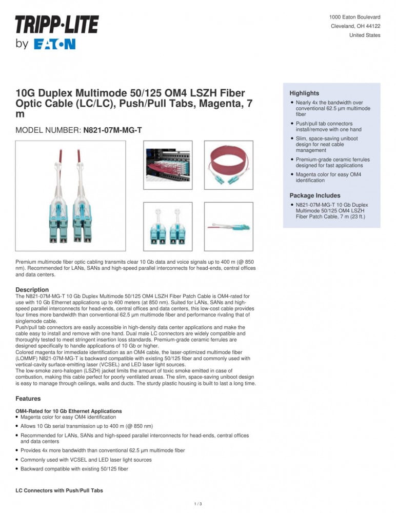 N821-07M-MG-T technical document page 1