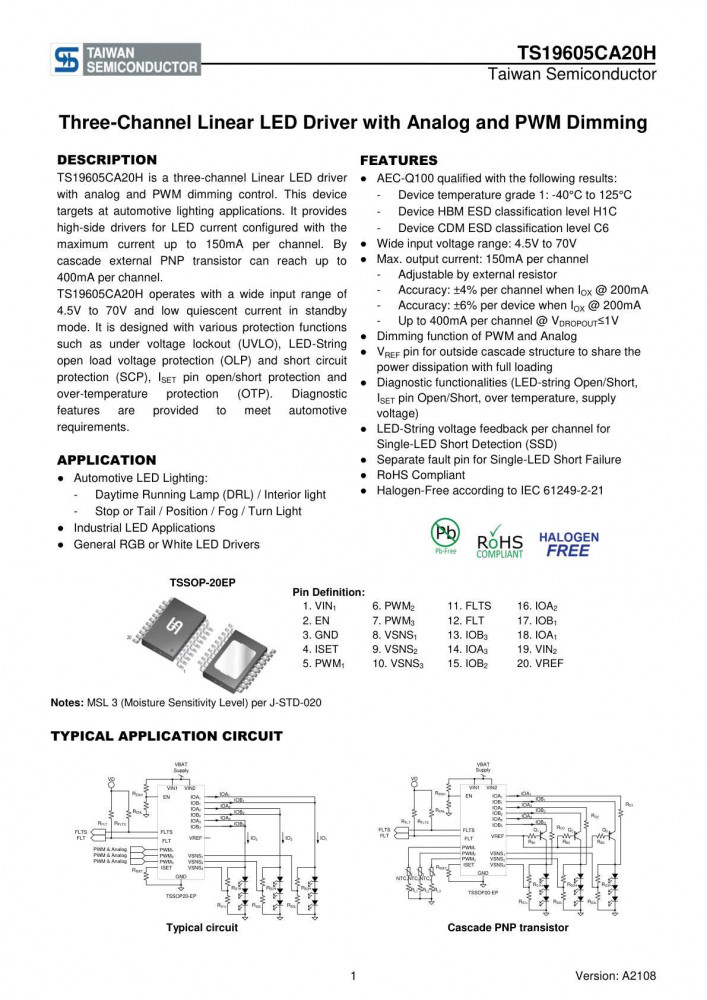 TS19605CA20H datasheet page 1