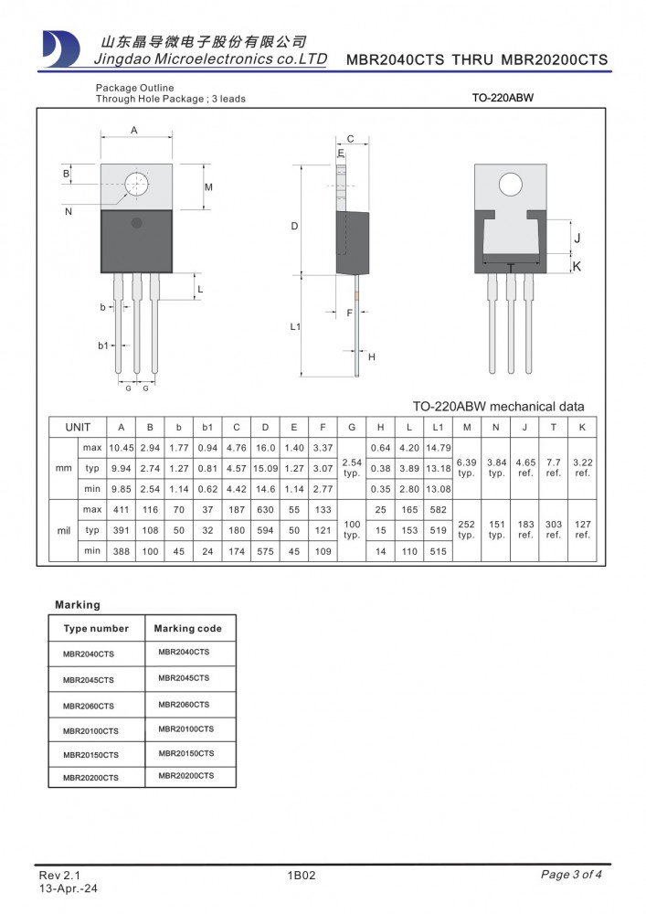 MBR20150CTS datasheet page 3
