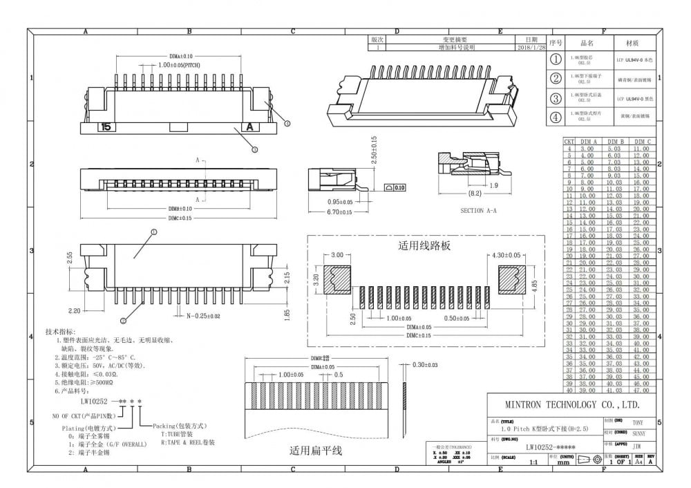 MINTRON LW10252-20 technical document