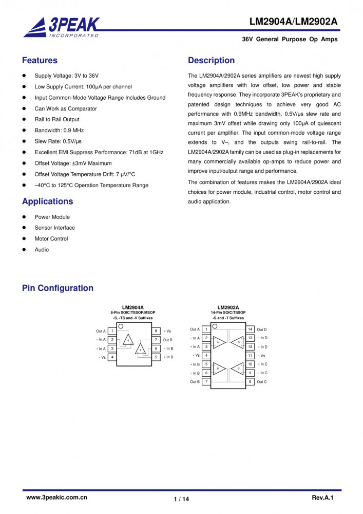 LM2904A-SR datasheet page 1