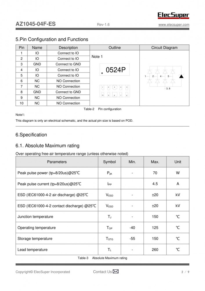 AZ1045-04F-ES datasheet page 2