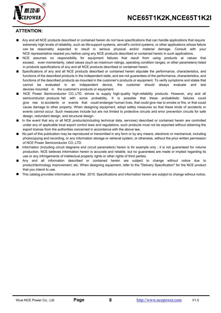 NCE65T1K2I datasheet page 8