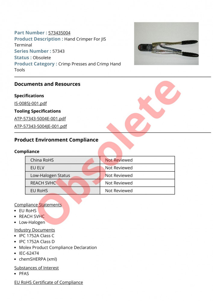 Technical document image 1 for Molex 573435004