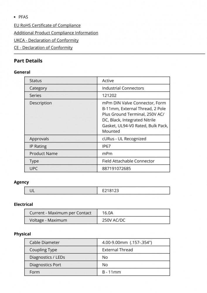 MOLEX 121202 industrial series technical drawing page 2
