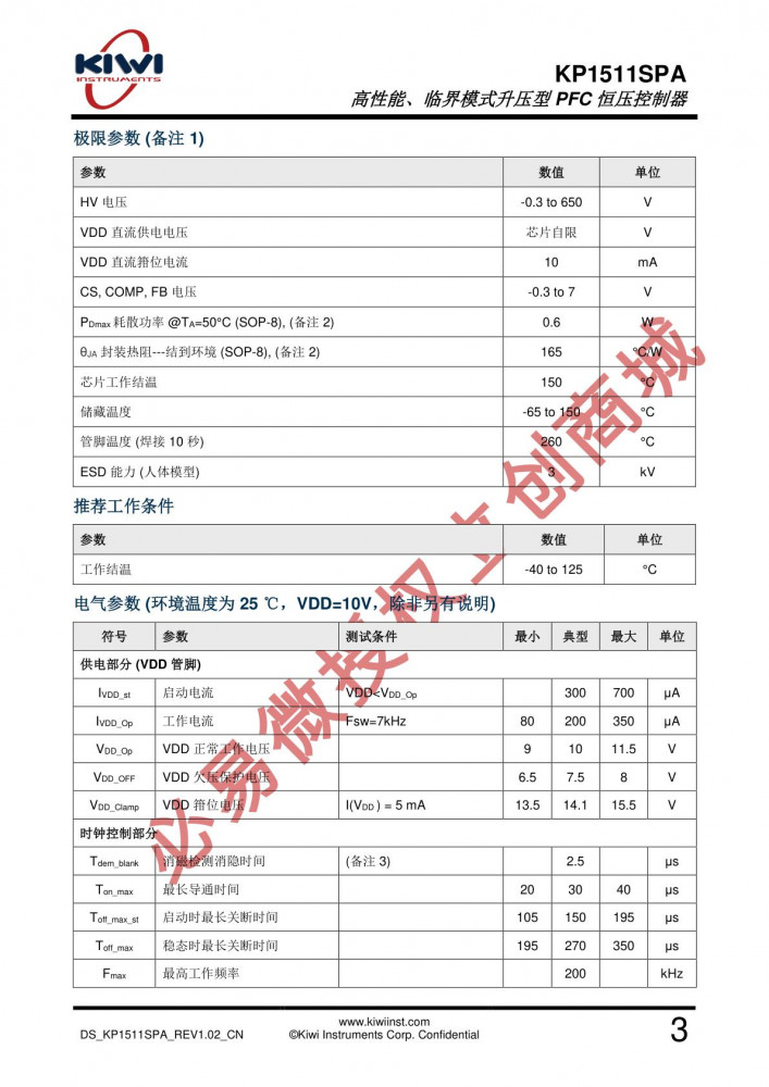 KP1511SPA datasheet page 3