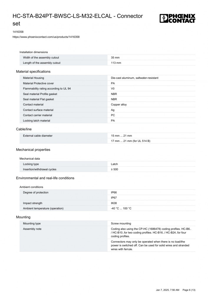 Phoenix Contact 1416358 technical document page 6