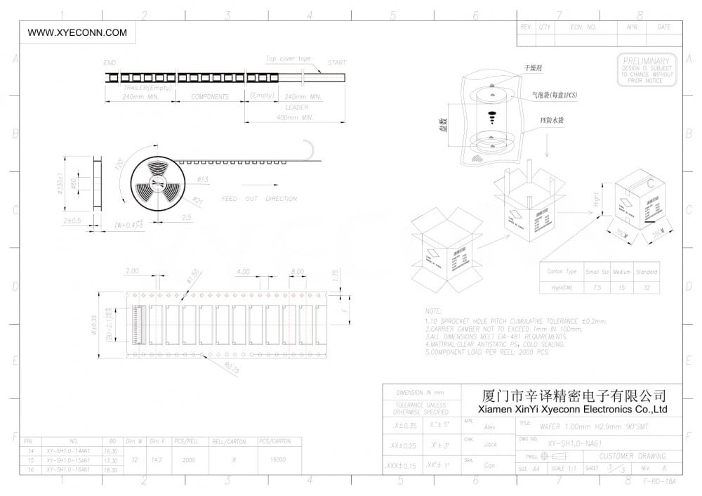 XY-SH1.0 series technical drawing page 3